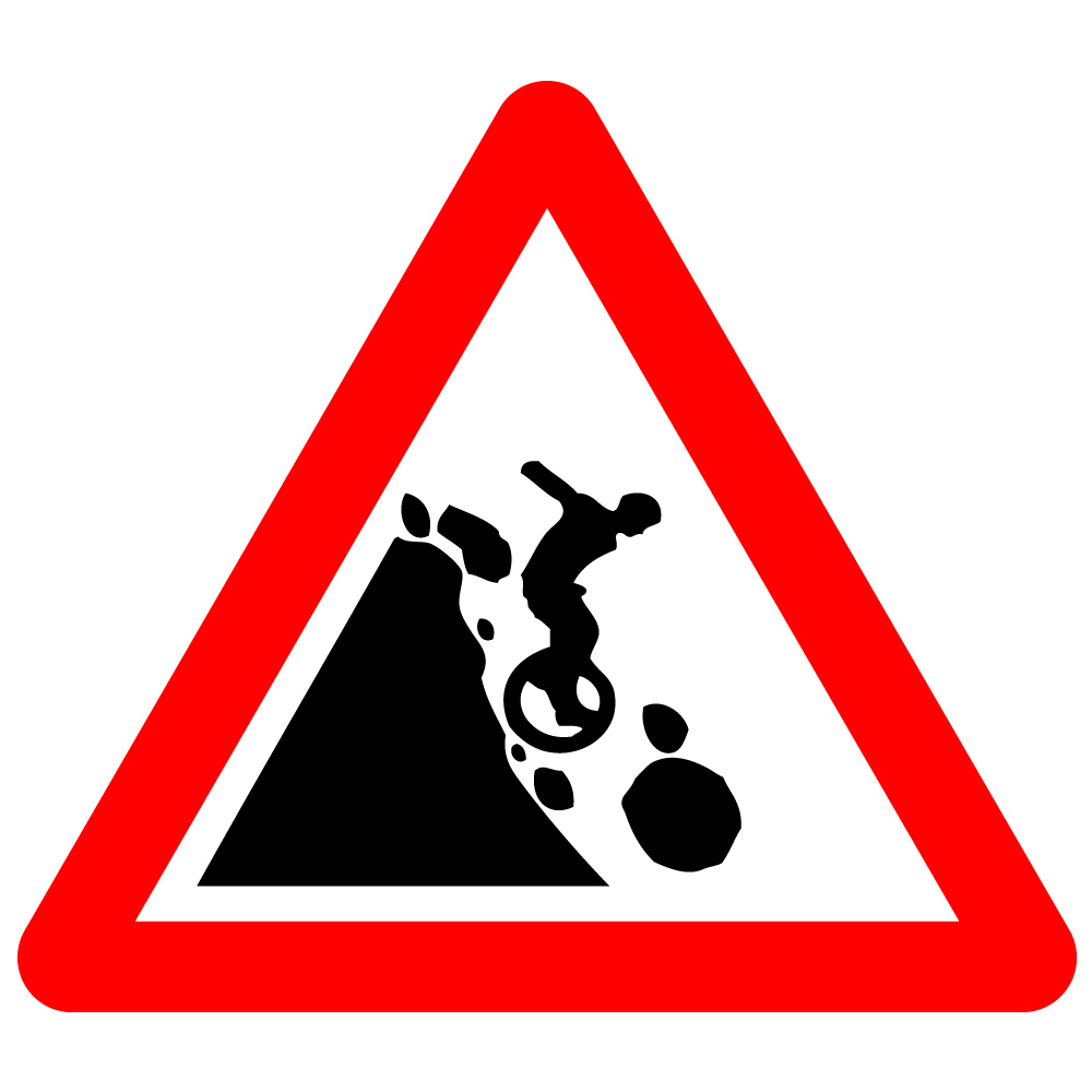 Warning Triangle Sticker – Falling Rocks | Unicycle.com (UK)